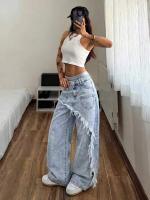 China Loose Fit Blue Cotton Casual wholesale denim jeans for High Waist Autumn 2026 Custom (928) for sale