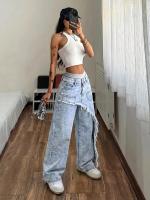 China Loose Fit Blue Cotton Casual wholesale denim jeans for High Waist Autumn 2026 Custom (928) for sale