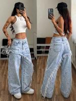 China Loose Fit Blue Cotton Casual wholesale denim jeans for High Waist Autumn 2026 Custom (928) for sale