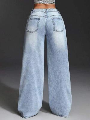 China Regular Loose Fit Blue Cotton Casual wholesale denim jeans for High Waist Autumn 2026 Custom (923) for sale