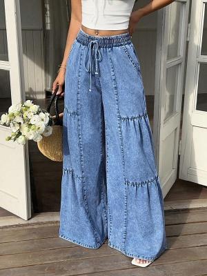 China Blue Cotton Washed trousers manufacturers Casual Pleated Custom (9999) for sale