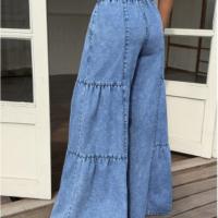 China Blue Cotton Washed trousers manufacturers Casual Pleated Custom (9999) for sale