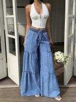 China Blue Cotton Washed trousers manufacturers Casual Pleated Custom (9999) for sale