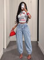 China Blue Cotton Washed wholesale denim jeans for Casual High Waist Custom (99901) for sale