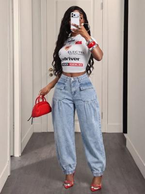 China Blue Cotton Washed wholesale denim jeans for Casual High Waist Custom (99901) for sale