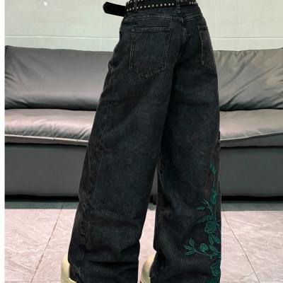 China Embroidered Black Cotton Casual wholesale denim jeans for High Waist Autumn 2026 Custom (9996) for sale