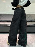China Embroidered Black Cotton Casual wholesale denim jeans for High Waist Autumn 2026 Custom (9996) for sale