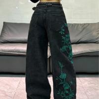 China Embroidered Black Cotton Casual wholesale denim jeans for High Waist Autumn 2026 Custom (9996) for sale
