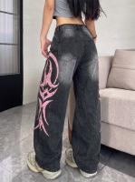 China Loose Fit Black Cotton Casual wholesale denim jeans for Embroidered Autumn 2026 Custom (9994) for sale
