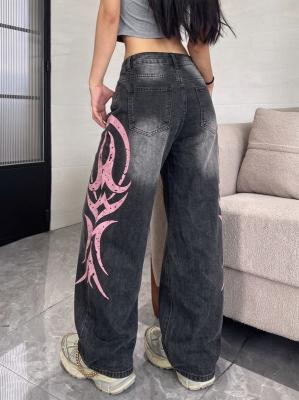 China Loose Fit Black Cotton Casual wholesale denim jeans for Embroidered Autumn 2026 Custom (9994) for sale