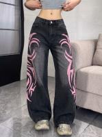 China Loose Fit Black Cotton Casual wholesale denim jeans for Embroidered Autumn 2026 Custom (9994) for sale