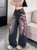 China Loose Fit Black Cotton Casual wholesale denim jeans for Embroidered Autumn 2026 Custom (9994) for sale