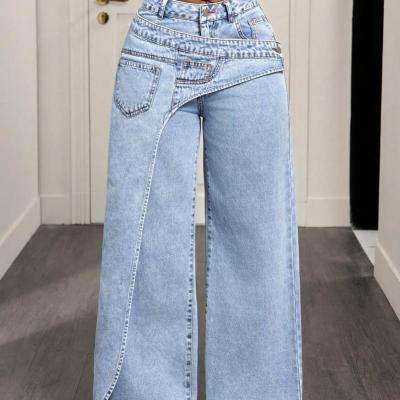 China #0359 Blue Cotton Casual wholesale denim jeans for High Waist Autumn 2026 Custom (9992) for sale