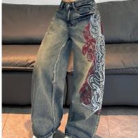 China #2286 Blue Cotton Casual wholesale denim jeans for Embroidered Carrot Pant Custom (9972) for sale