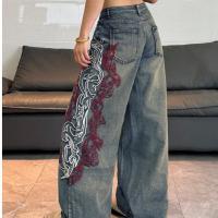 China #2286 Blue Cotton Casual wholesale denim jeans for Embroidered Carrot Pant Custom (9972) for sale