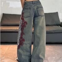 China #2286 Blue Cotton Casual wholesale denim jeans for Embroidered Carrot Pant Custom (9972) for sale