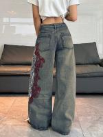 China #2286 Blue Cotton Casual wholesale denim jeans for Embroidered Carrot Pant Custom (9972) for sale