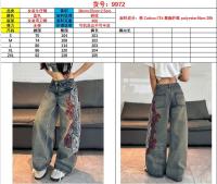 China #2286 Blue Cotton Casual wholesale denim jeans for Embroidered Carrot Pant Custom (9972) for sale