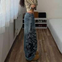 China #8040 Blue Cotton Casual wholesale denim jeans for Embroidered Carrot Pant Custom (9970-1) for sale