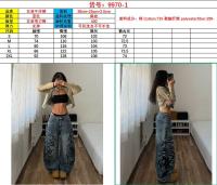 China #8040 Blue Cotton Casual wholesale denim jeans for Embroidered Carrot Pant Custom (9970-1) for sale