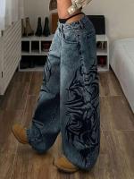 China #8040 Blue Cotton Casual wholesale denim jeans for Embroidered Carrot Pant Custom (9970-1) for sale
