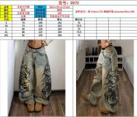 China #7634 Blue Cotton Casual wholesale denim jeans for Embroidered Carrot Pant Custom (9970) for sale