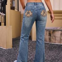 China Regular Slim Fit Blue Cotton Casual wholesale denim jeans for Embroidered Autumn 2026 Custom (9964) for sale