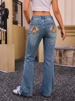 China Regular Slim Fit Blue Cotton Casual wholesale denim jeans for Embroidered Autumn 2026 Custom (9964) for sale