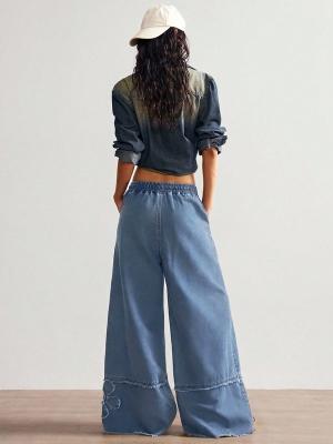 China Cotton Casual Light Blue wholesale denim jeans for Embroidered Autumn 2026 Custom (9962) for sale