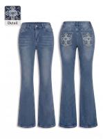 China Embroidered Regular Blue Cotton Casual wholesale denim jeans for High Waist Autumn 2026 Custom (9965) for sale