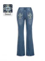 China Embroidered Regular Blue Cotton Casual wholesale denim jeans for High Waist Autumn 2026 Custom (9965) for sale