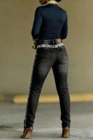 China #4160 Black Cotton Casual wholesale denim jeans for Autumn 2026 Regular Fit Custom (9973-1) for sale