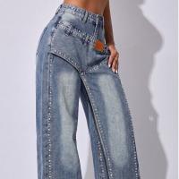 China Cotton Casual Beading wholesale denim jeans for Light Blue Breathable Custom (9963-3) for sale