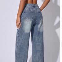 China Cotton Casual Beading wholesale denim jeans for Light Blue Breathable Custom (9963-3) for sale