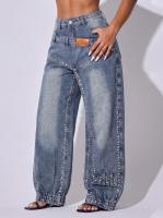 China Cotton Casual Beading wholesale denim jeans for Light Blue Breathable Custom (9963-3) for sale