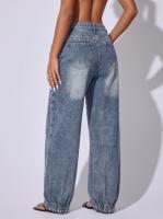 China Cotton Casual Beading wholesale denim jeans for Light Blue Breathable Custom (9963-3) for sale