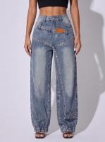 China Cotton Casual Beading wholesale denim jeans for Light Blue Breathable Custom (9963-3) for sale