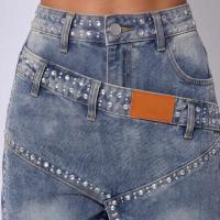 China Cotton Casual Beading wholesale denim jeans for Light Blue Breathable Custom (9963-3) for sale