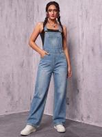China Cotton Washed Casual trousers manufacturers Light Blue Regular Fit Custom (9956) for sale