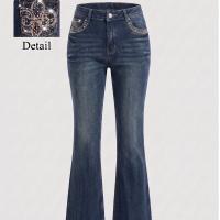China #0709 Blue Cotton Casual wholesale denim jeans for High Waist Autumn 2026 Custom (9966) for sale