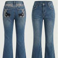 China #8294 Blue Cotton Casual wholesale denim jeans for High Waist Autumn 2026 Custom (9960) for sale