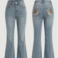 China Embroidered Slim Fit Blue Cotton Casual wholesale denim jeans for Autumn 2026 Regular Fit Custom (9959) for sale