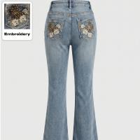 China Embroidered Slim Fit Blue Cotton Casual wholesale denim jeans for Autumn 2026 Regular Fit Custom (9959) for sale
