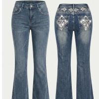 China #4524 Blue Cotton Casual wholesale denim jeans for Autumn 2026 Regular Fit Custom (9953) for sale
