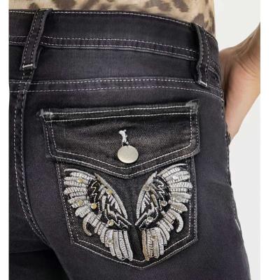 China Embroidered Slim Fit Black Cotton Casual wholesale denim jeans for Autumn 2026 Regular Fit Custom (9948) for sale