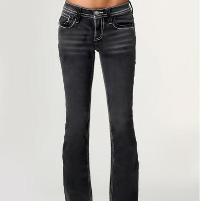 China #4049 Black Cotton Casual wholesale denim jeans for Autumn 2026 Regular Fit Custom (9947) for sale