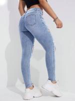 China Men's Casual Low Waist Light Blue Casual Pants Custom (9932) for sale