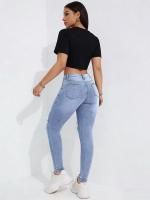 China Men's Casual Low Waist Light Blue Casual Pants Custom (9932) for sale