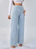 China Light Blue Straight Pant Regular Casual Pants Custom (991-2) for sale