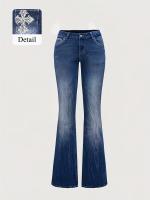 China Embroidered Blue Casual Low Waist Casual Pants Custom (9945) for sale